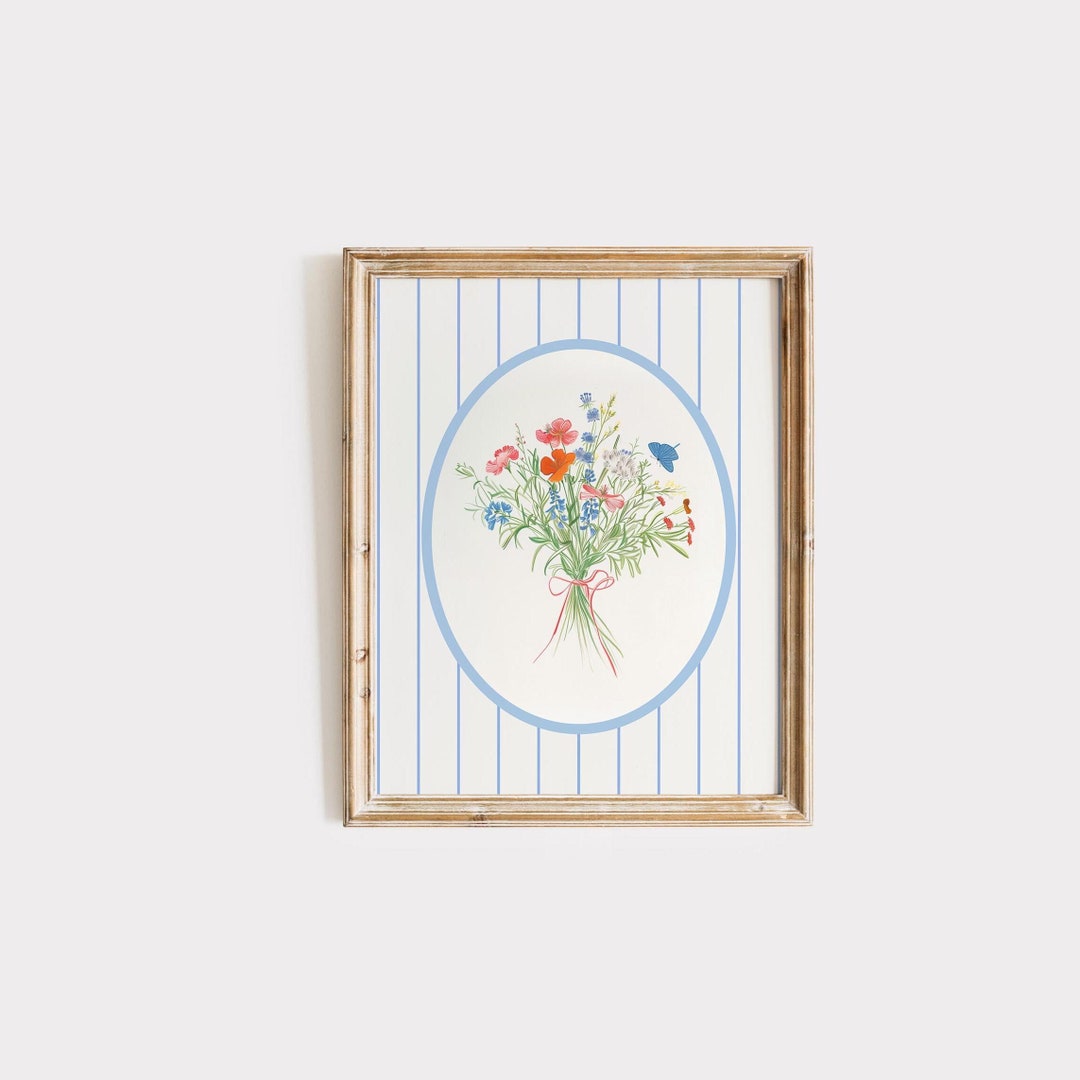 Flower Bouquet Print: Cottagecore Farmhouse Wall Art (digital Download ...