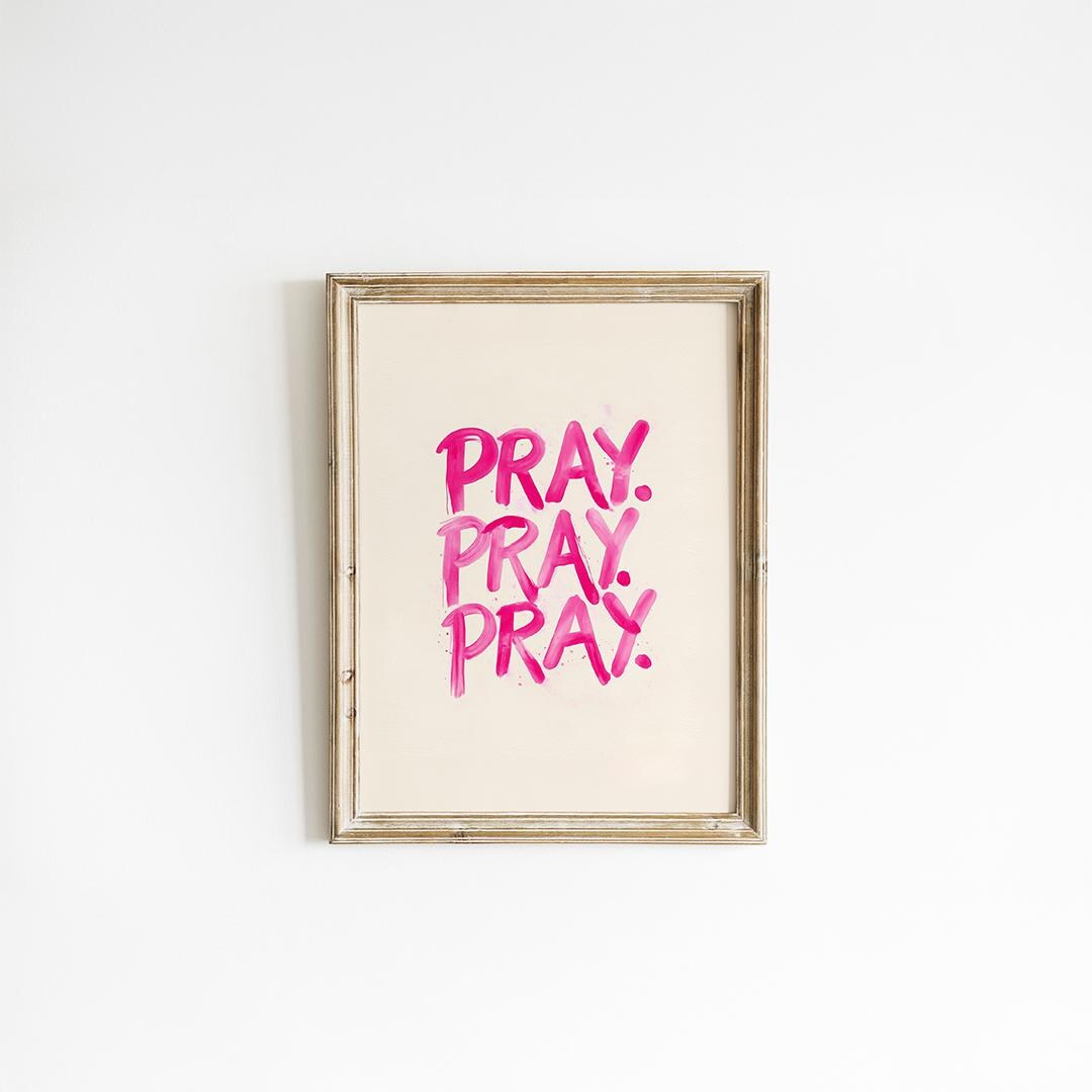 Hot Pink Pray Watercolor Art Print – Inspirational Faith Decor (digital ...