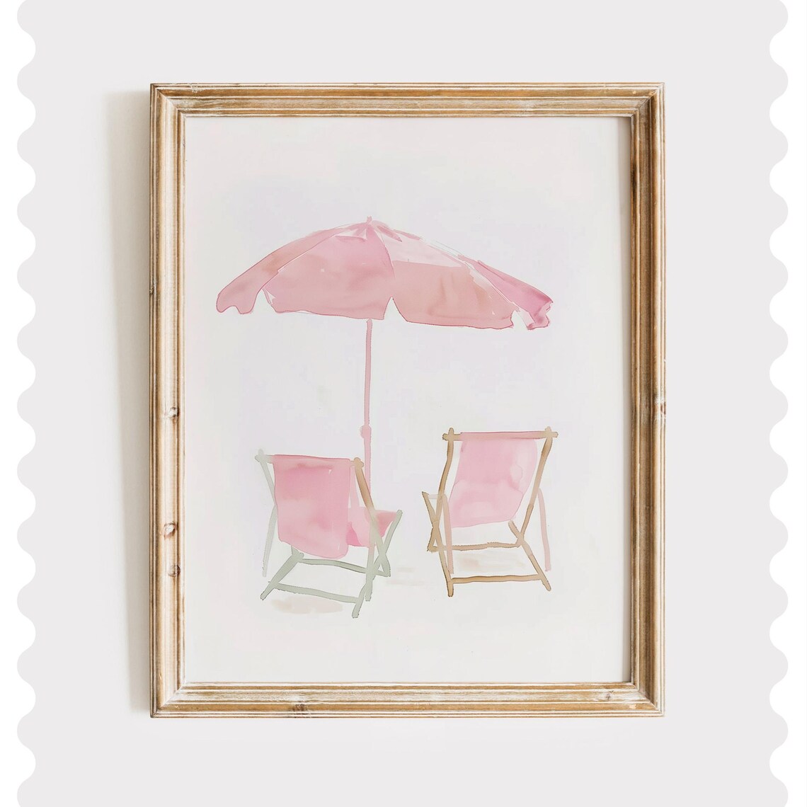 Pink Beach Chairs Print: Coastal Watercolor Art (digital Download) - Etsy