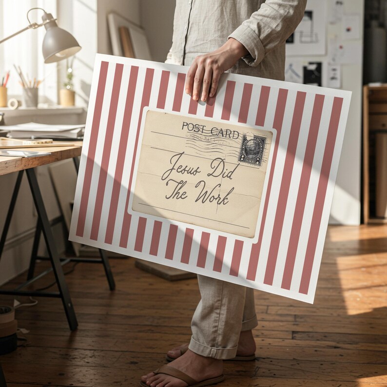 Printable Art: Jesus Did the Work - Vintage Farmhouse Wall Art, Neutral ...