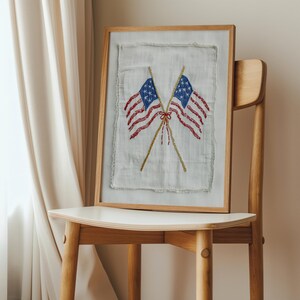 American Flag Stitch Printable Art | Patriotic Wall Decor | 4th of July ...