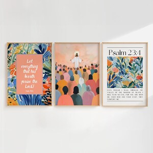 Christian Gallery Wall Art Set of 6: Modern Bible Verse Prints (digital ...