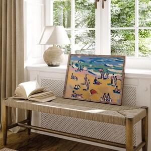 Beach Day Scene Printable, Coastal Wall Art Digital Download, Beach ...