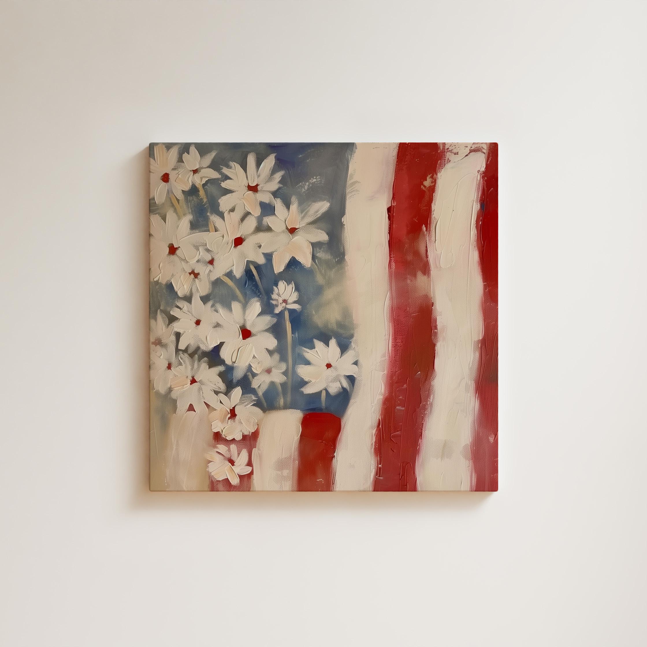 Floral American Flag Print: Patriotic USA Wall Art (30x30 Digital ...