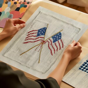 American Flag Stitch Printable Art | Patriotic Wall Decor | 4th of July ...