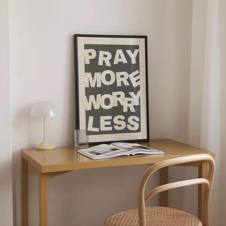 Pray More Worry Less Print: Modern Christian Art (digital Download) - Etsy