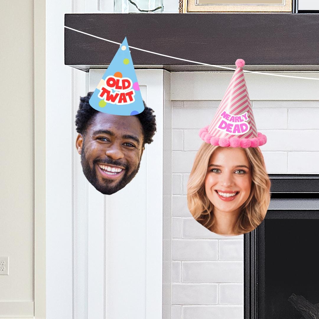 Offensive Birthday Photo Bunting: Rude Party Banner, Custom Faces - Etsy