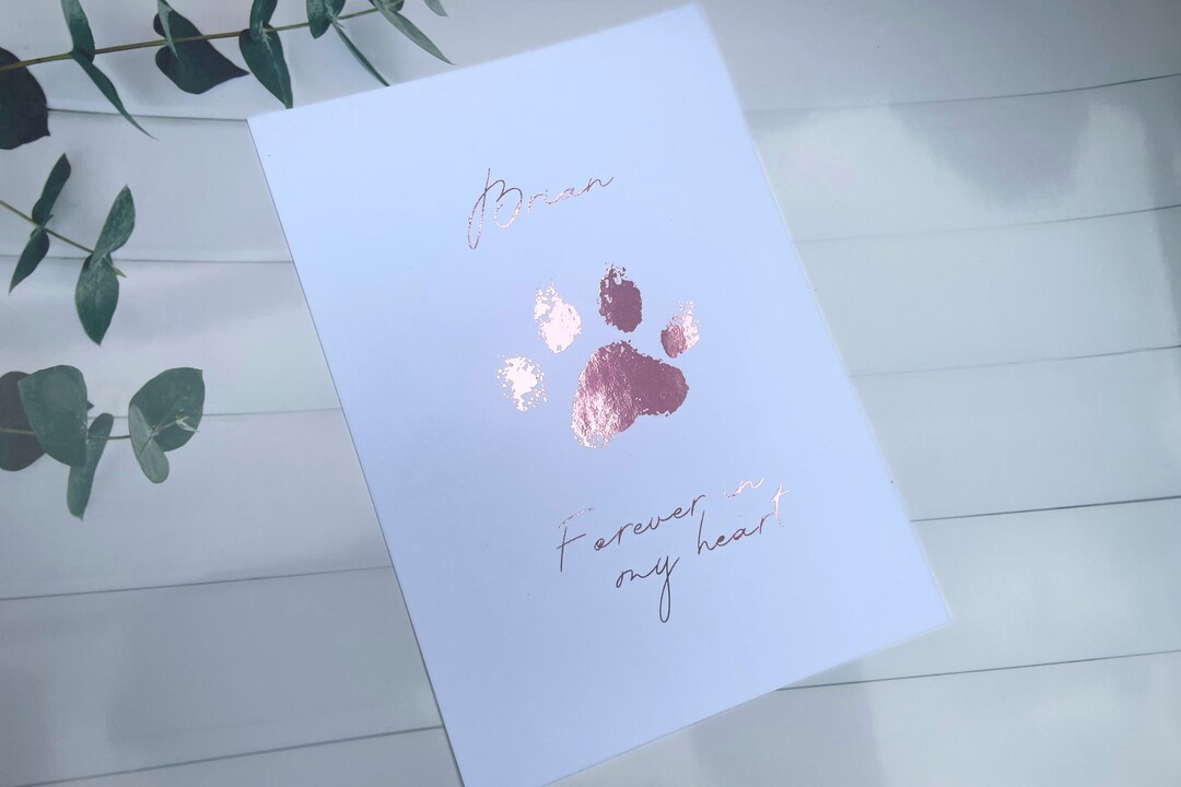 Paw Print Print Unframed in Loving Memory Memorial Pets Foil Shiny ...