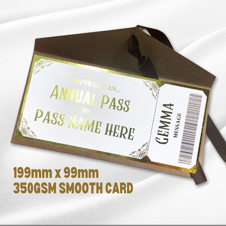 Shiny Foil Ticket - Annual Pass - Voucher - Birthday - Christmas ...