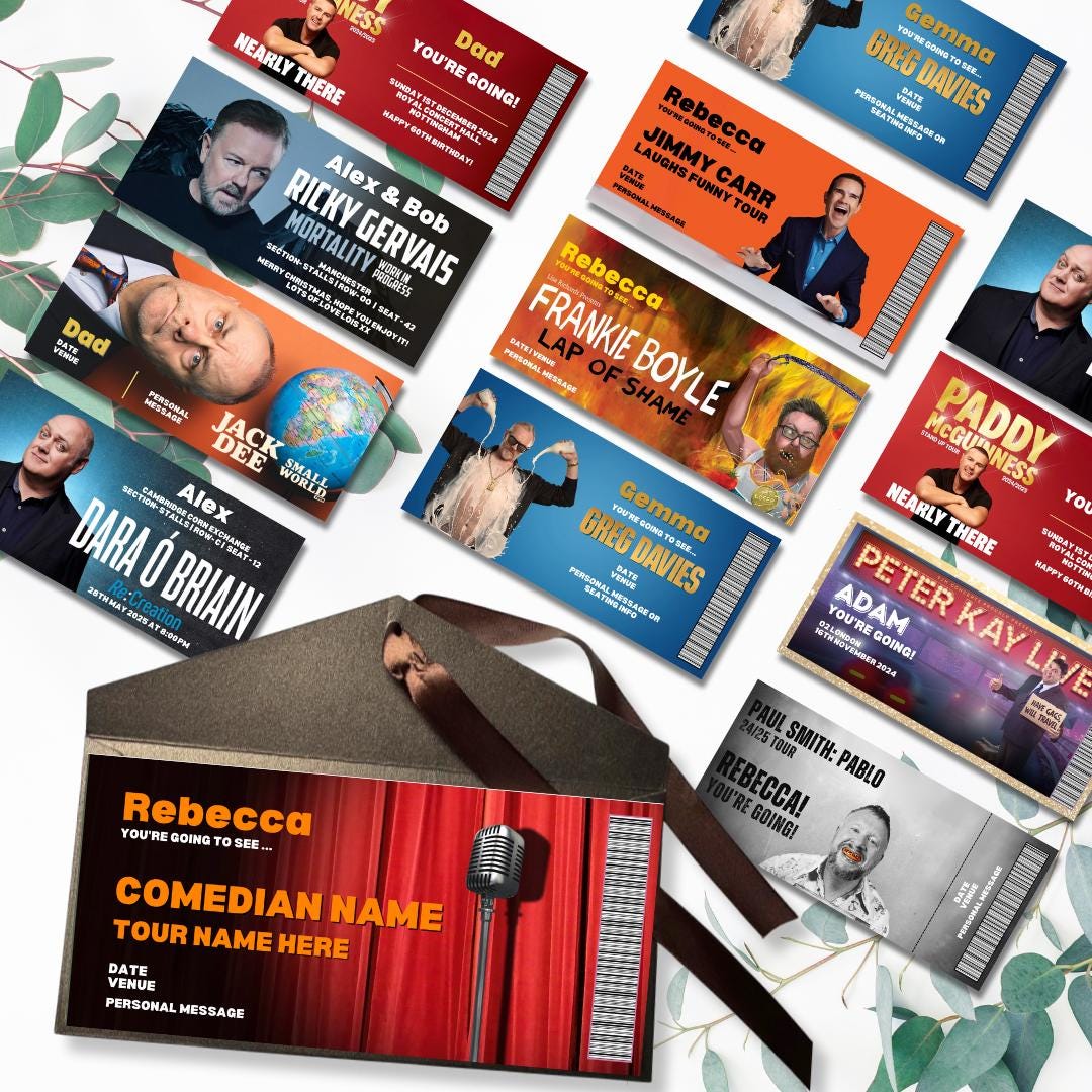 Personalized Comedy Show Ticket Gift | Custom Gig Reveal Voucher - Etsy UK