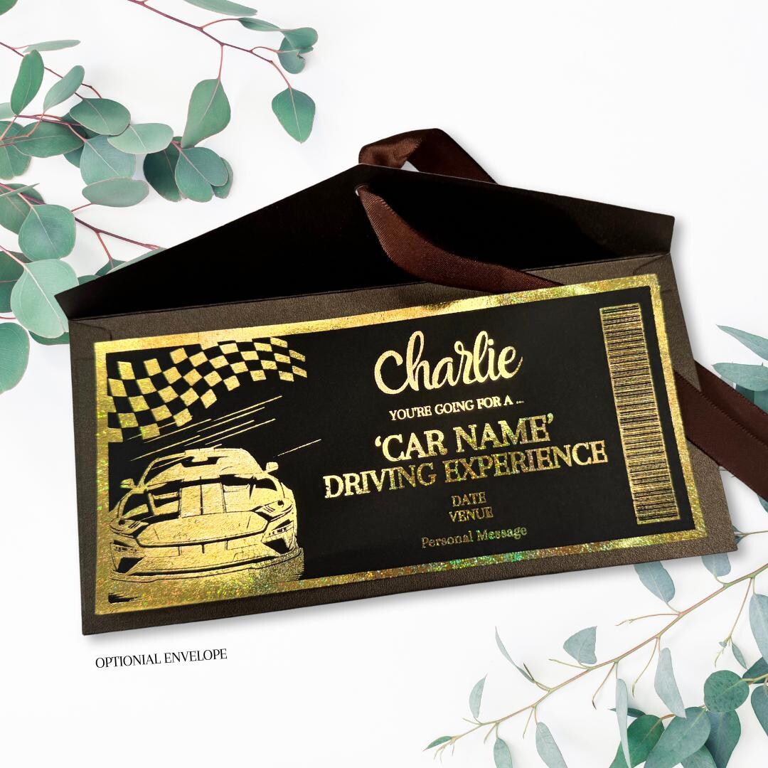Shiny Foil Ticket - Driving Experience - Mustang - Racing Car - Sports ...