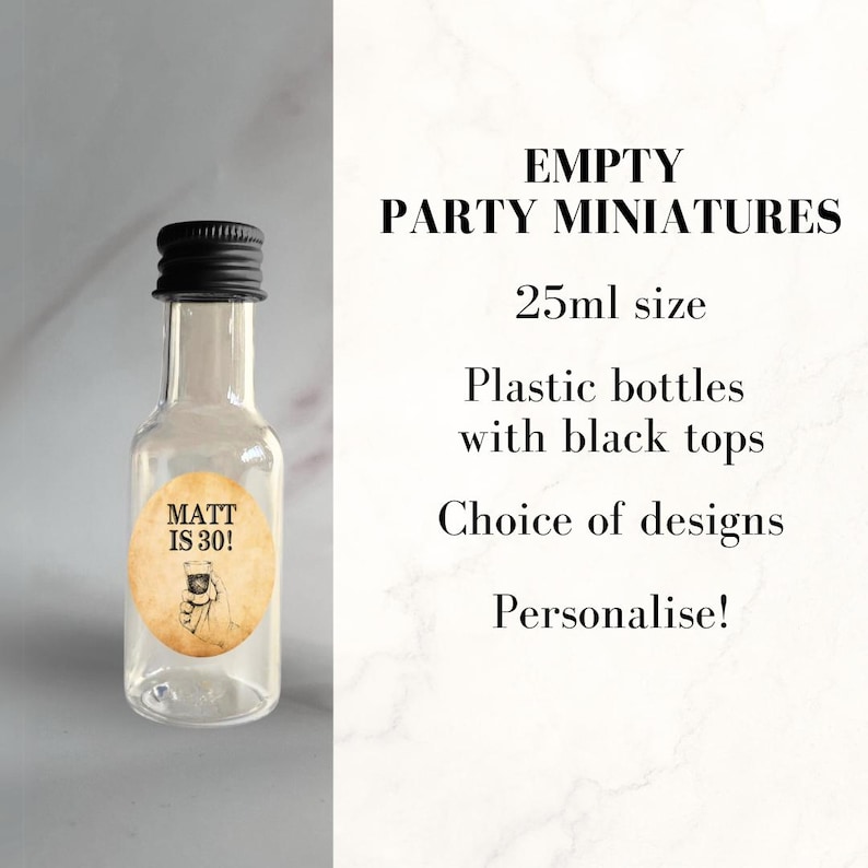 Birthday Party Miniature Bottles - Mini - Empty - Goodie Bag - Goody ...