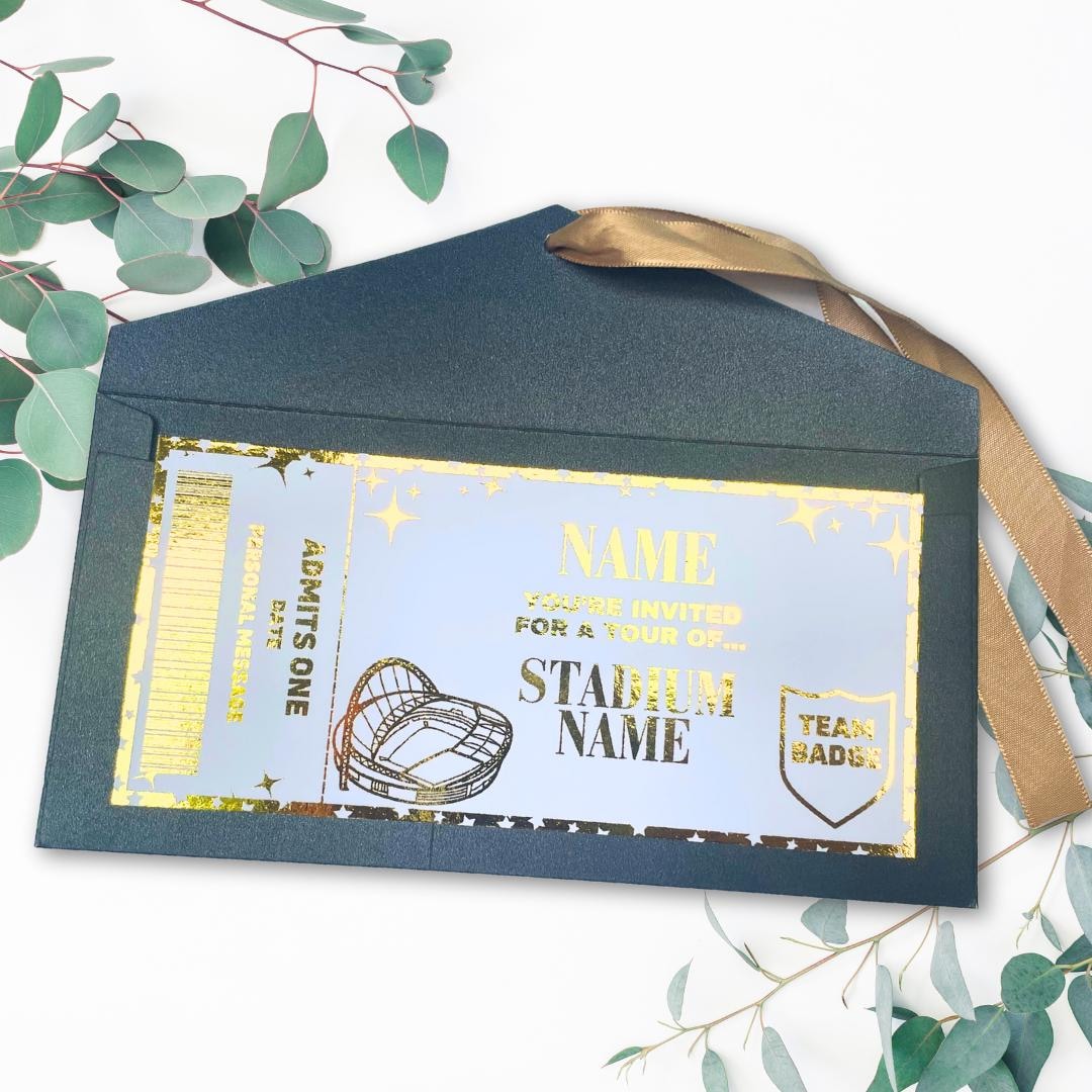 Printed Foil Stadium Tour Ticket - Football Ground- Birthday ...