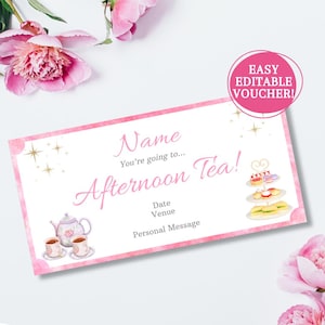 Editable Afternoon Tea Gift Voucher – Instant Download & Customise ...