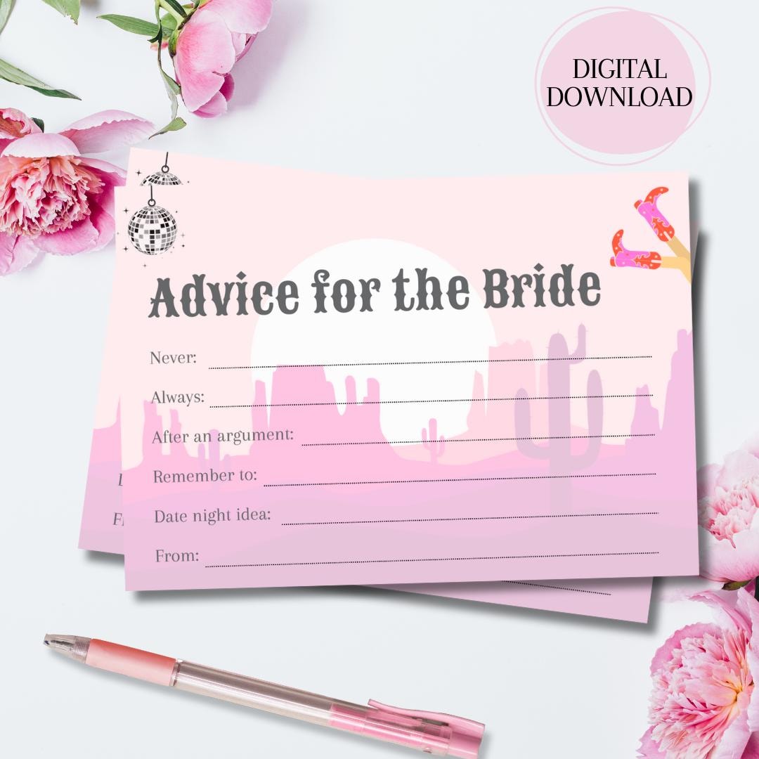Printable Rodeo Advice for the Bride Cards - Hen Party - Hen Do - Bride ...