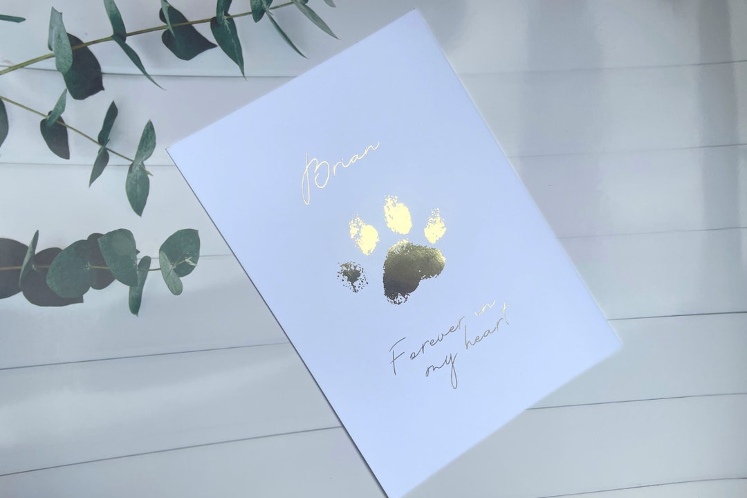 Paw Print Print Unframed in Loving Memory Memorial Pets Foil Shiny ...