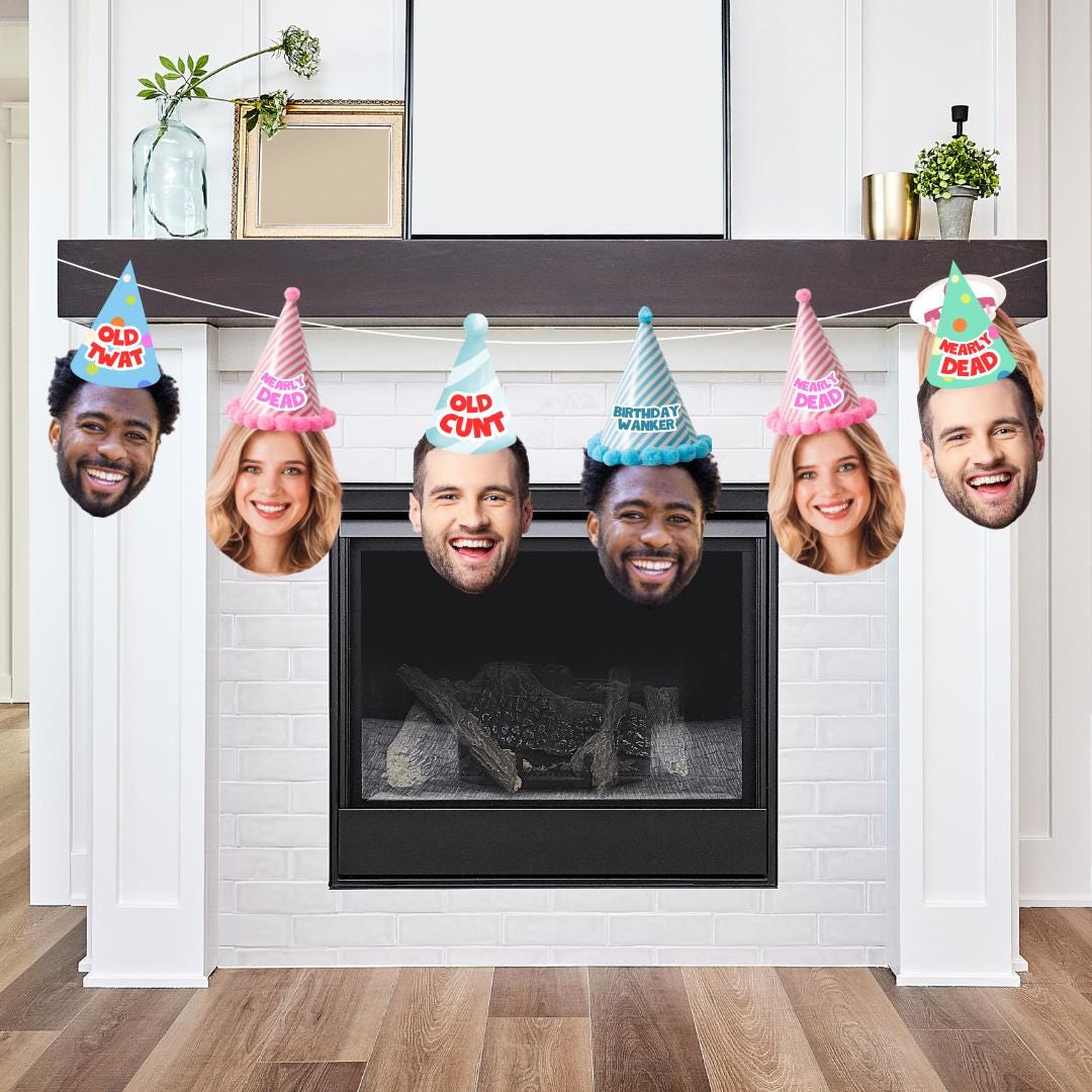 Birthday Face Photo Bunting - Banner - Offensive - Rude - 30th - 18th ...