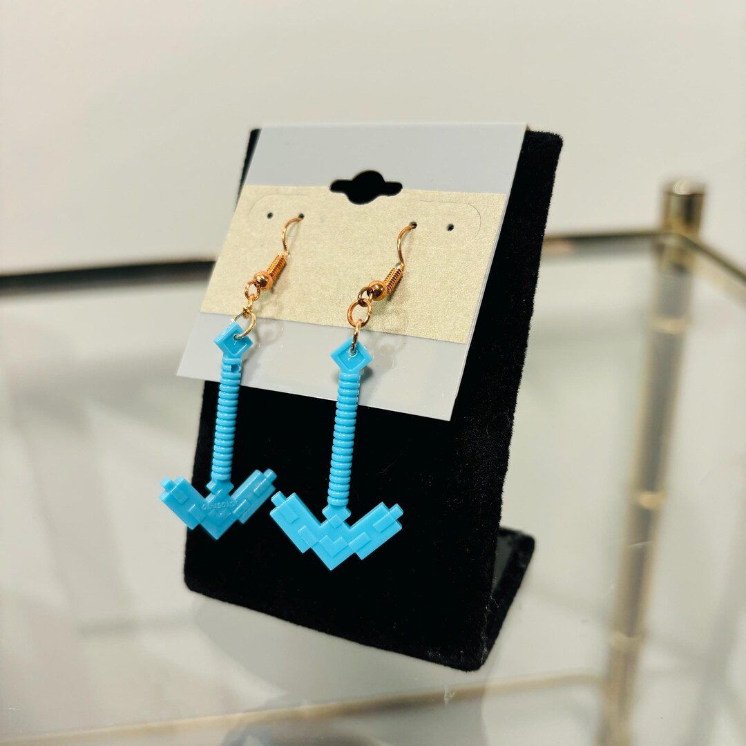 Minecraft Inspired Diamond Pickaxe Earrings - Etsy