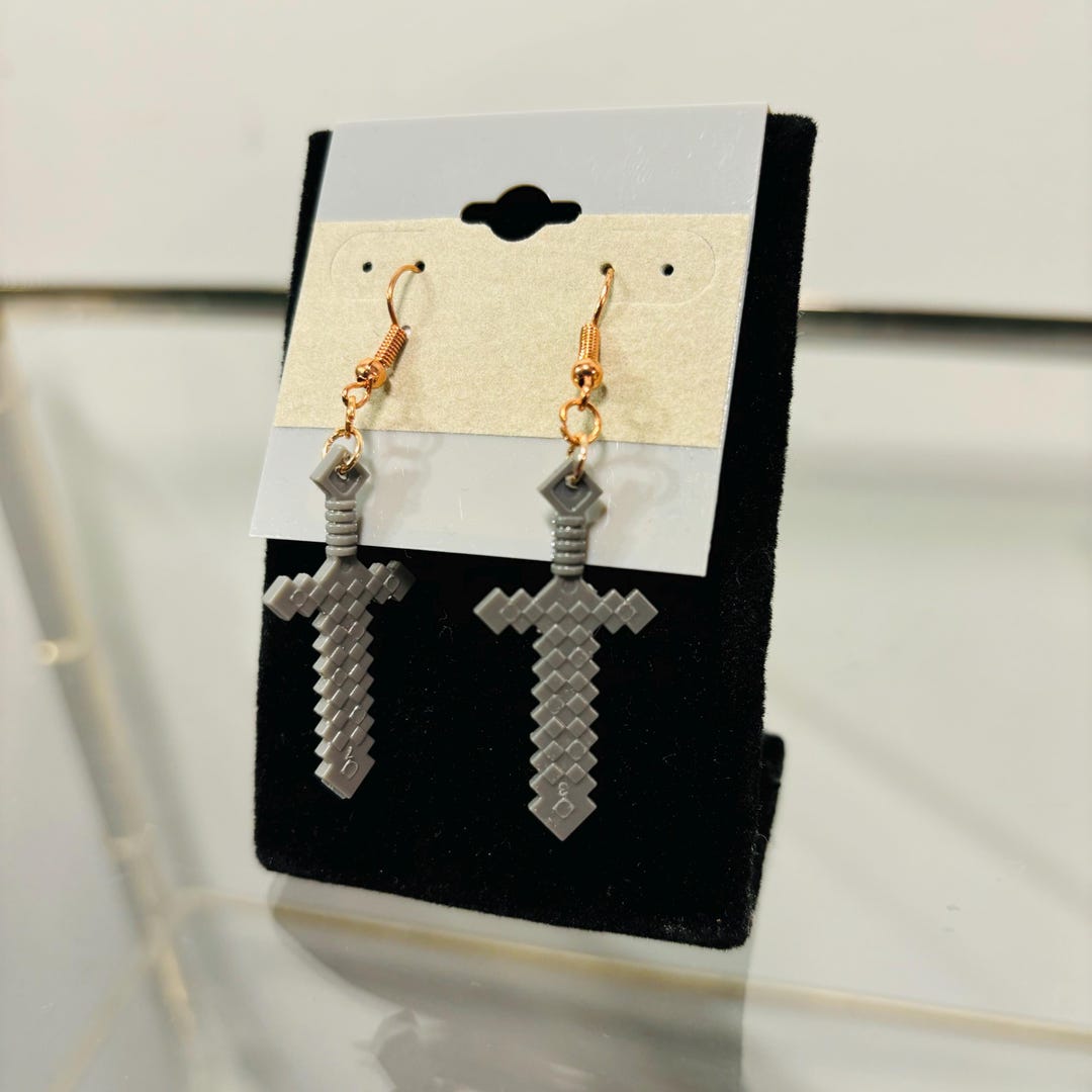 Minecraft Inspired Diamond Sword Earrings - Etsy