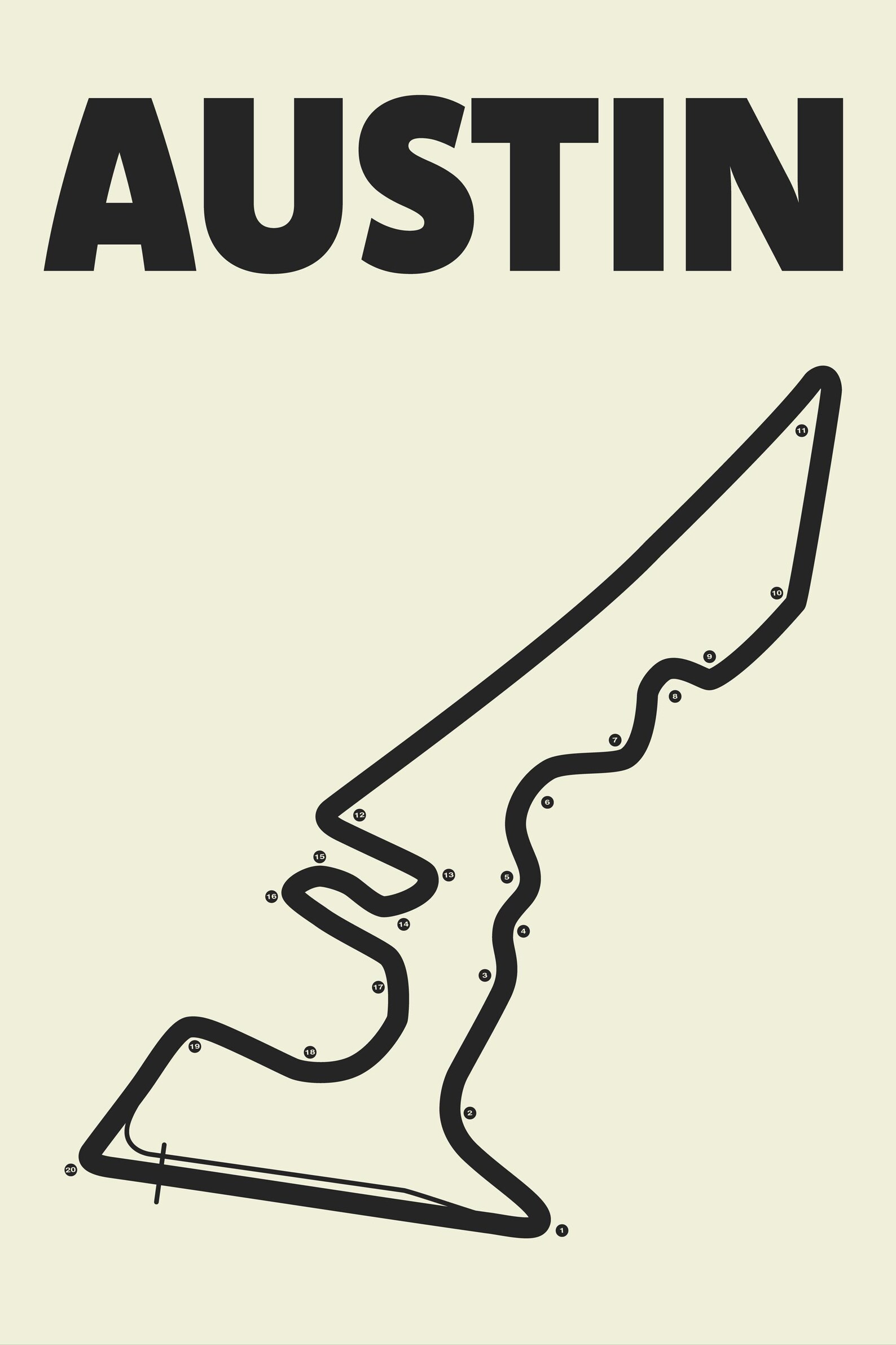 Modern Minimalist Circuit of the Americas Austin Formula 1 Track Poster ...