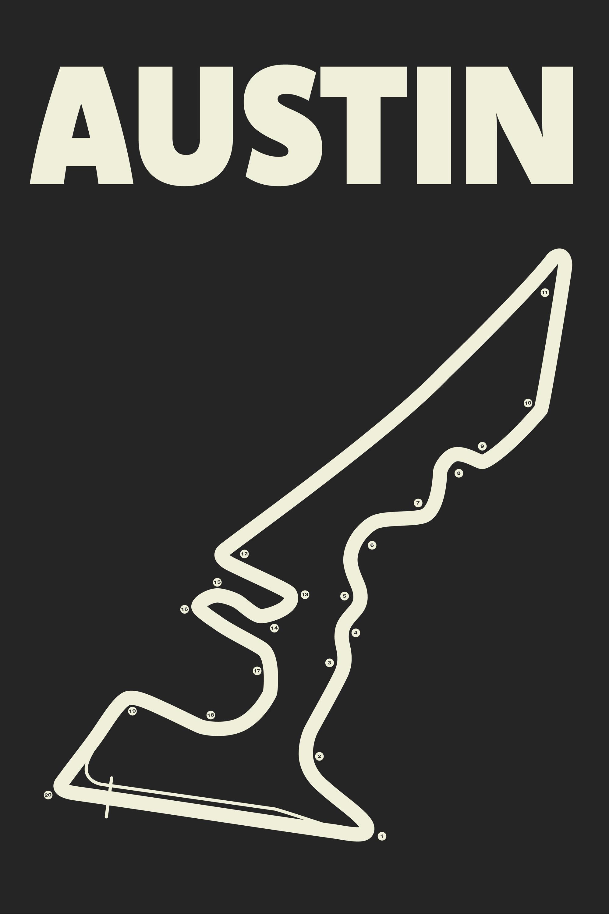 Modern Minimalist Circuit of the Americas Austin Formula 1 Track Poster ...