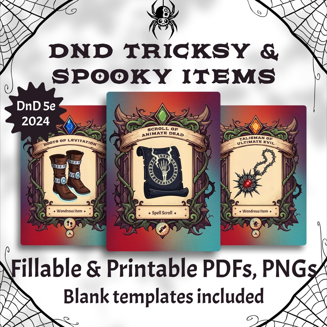 Spooky 5e Dnd Magic Item Cards - 36 Printable Cards - Etsy