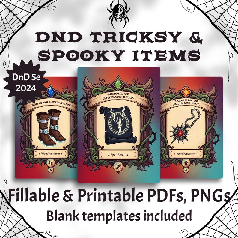 Spooky 5e Dnd Magic Item Cards - 36 Printable Cards - Etsy