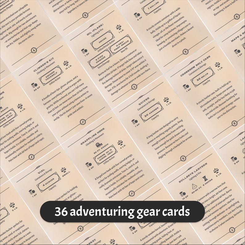 Dnd 5e Adventuring Gear – 36 Printable Item Cards - Etsy