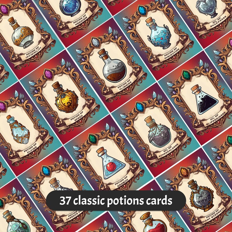 Dnd Potion Cards: 37 Printable 5e Magic Item Cards - Etsy