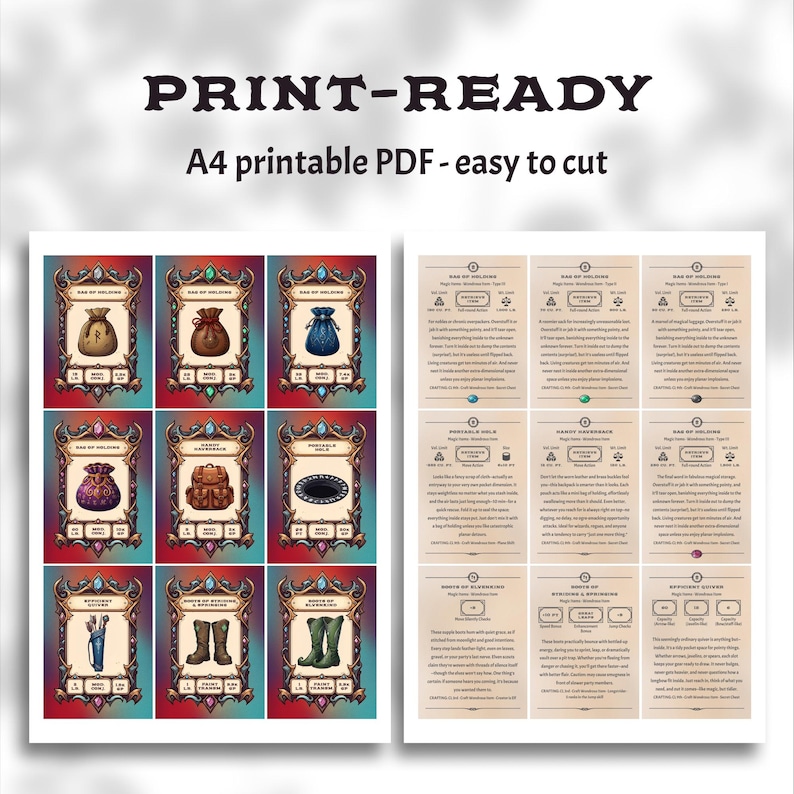 Dnd 3.5e Magic Item Cards – Printable PDF & PNG Stickers, Campaign ...