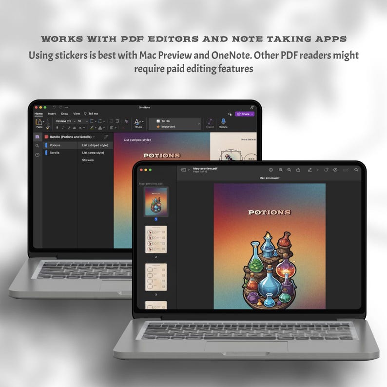 Dnd Potions and Scrolls Inventory Bundle | Fillable PDF With Custom Stickers | Onenote Files - Etsy