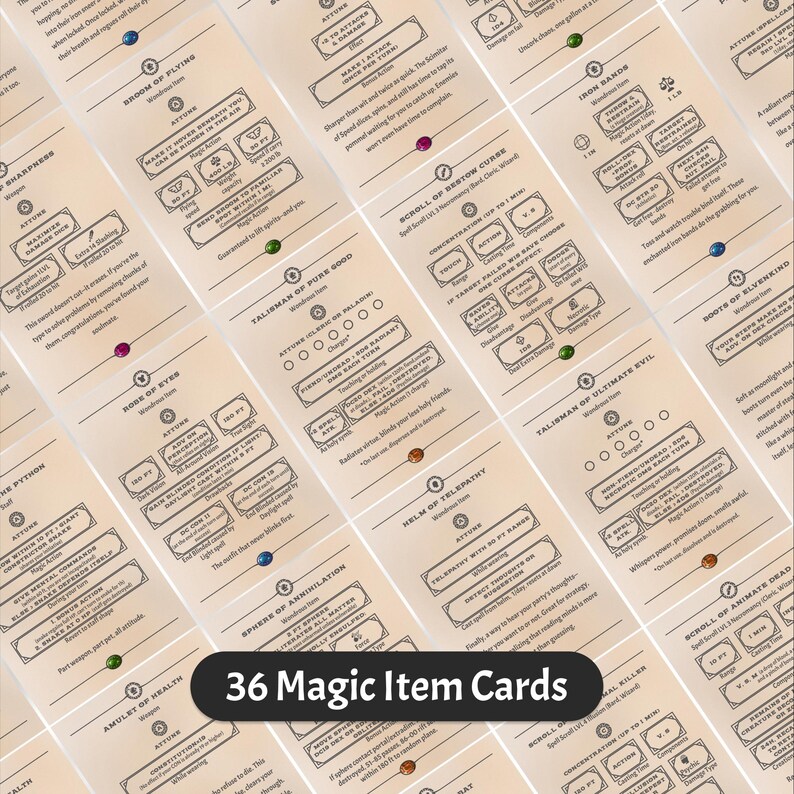 Spooky 5e Dnd Magic Item Cards - 36 Printable Cards - Etsy