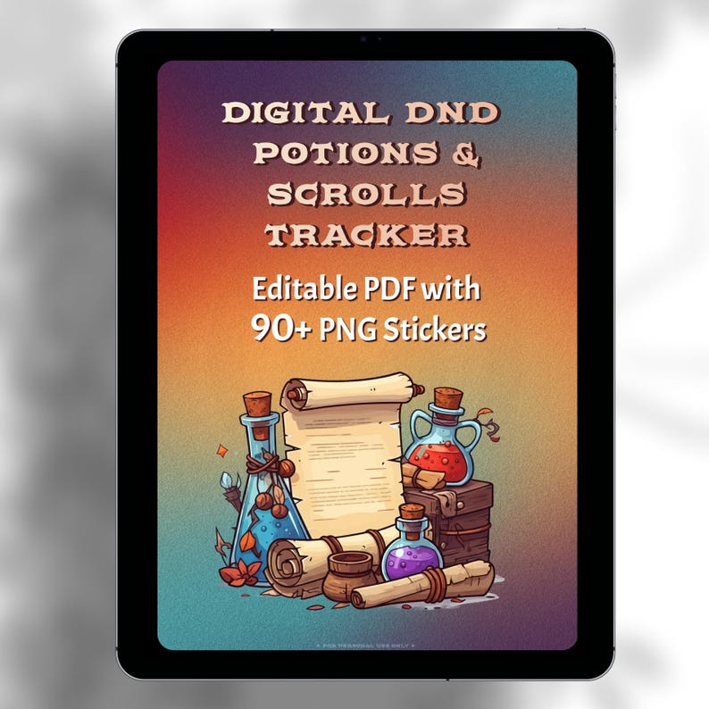 Dnd Potions and Scrolls Inventory Bundle | Fillable PDF With Custom Stickers | Onenote Files - Etsy