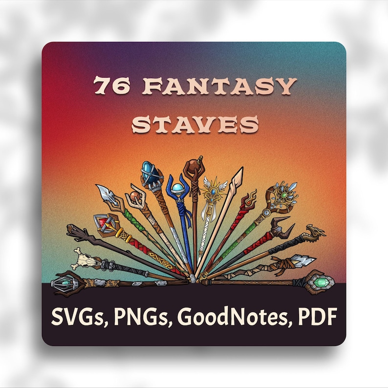 Dnd Magical Staff Clipart – 76 Fantasy SVG and Pngs for Wizards - Etsy