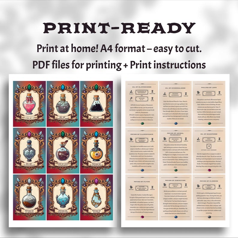 Dnd Potion Cards: 37 Printable 5e Magic Item Cards - Etsy