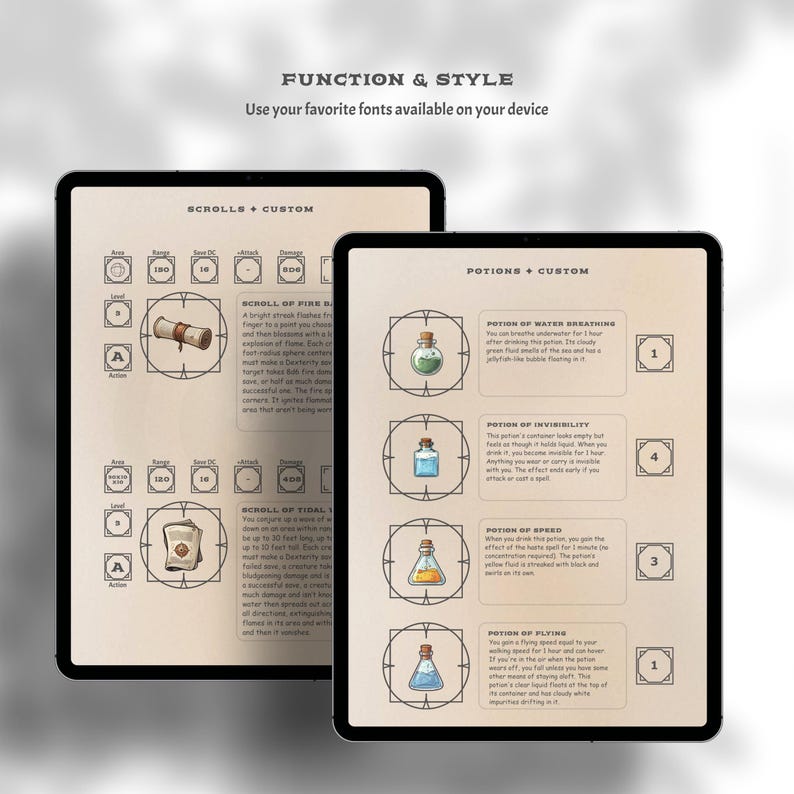 Dnd Potions and Scrolls Inventory Bundle | Fillable PDF With Custom ...
