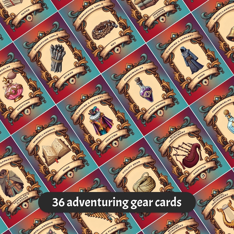 Printable Dnd Item Cards – 5e Loot & Adventuring Props - Etsy