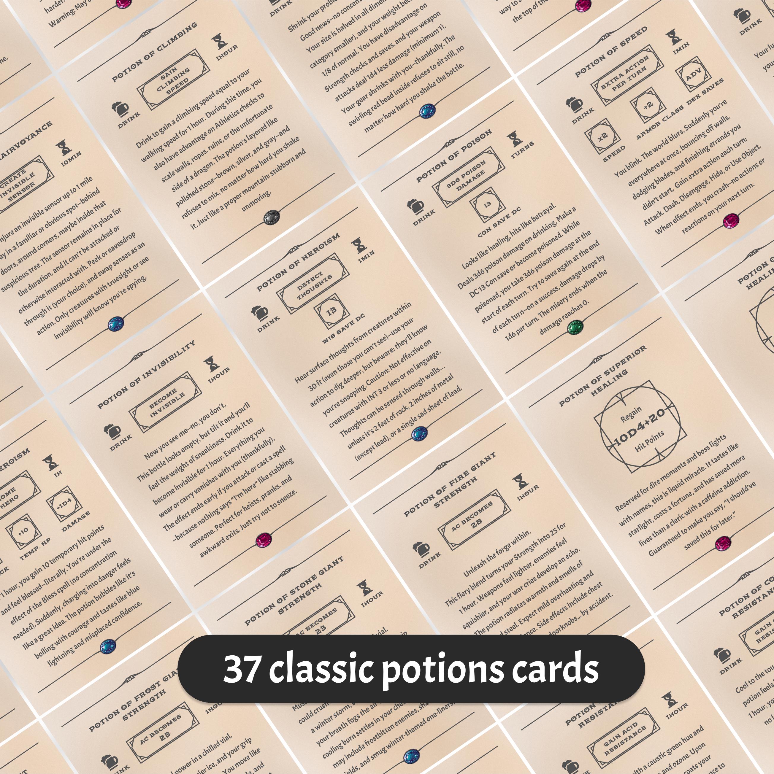 Dnd Potion Cards: 37 Printable 5e Magic Item Cards - Etsy