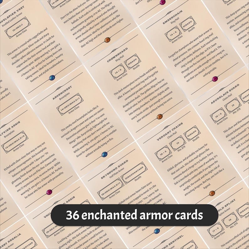 5e Dnd Armor Cards – 36 Printable and Fillable Item Handouts - Etsy