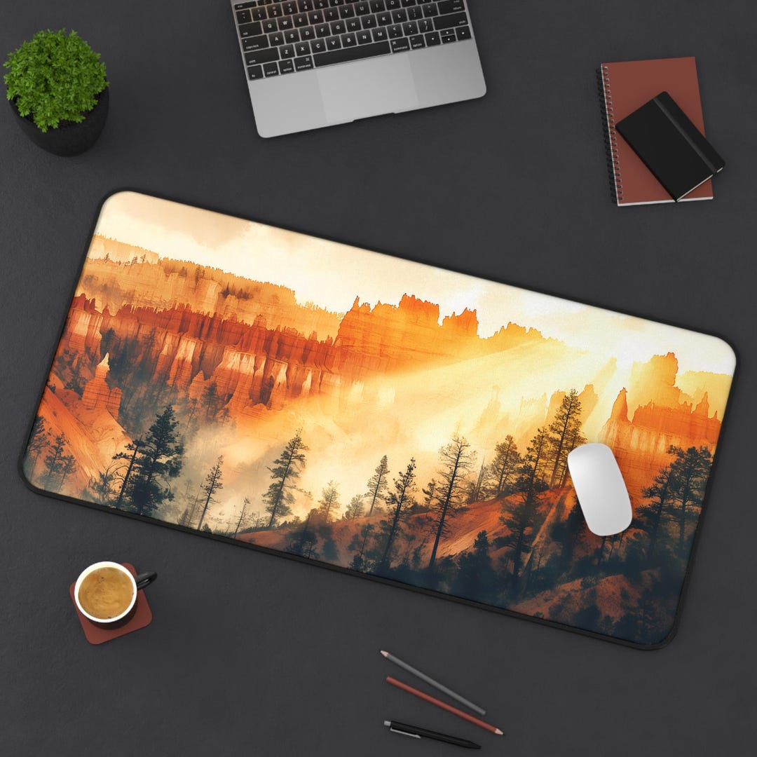 Scenic Bryce Canyon Desk Mat | Sunrise Landscape Mouse Pad | Nature ...