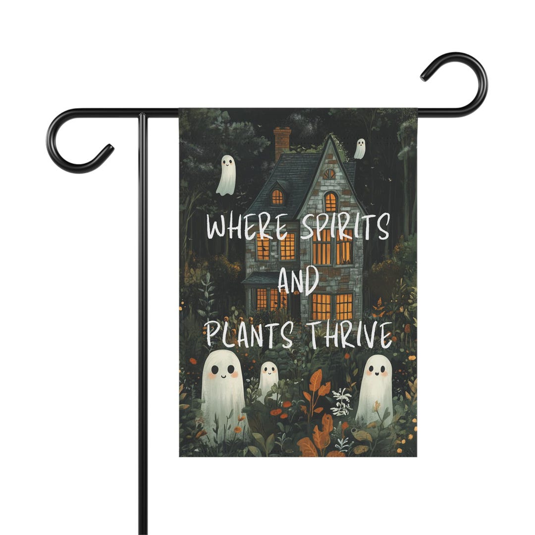 Spooky Halloween Garden Flag: Haunted House, Ghosts & Plants - Etsy