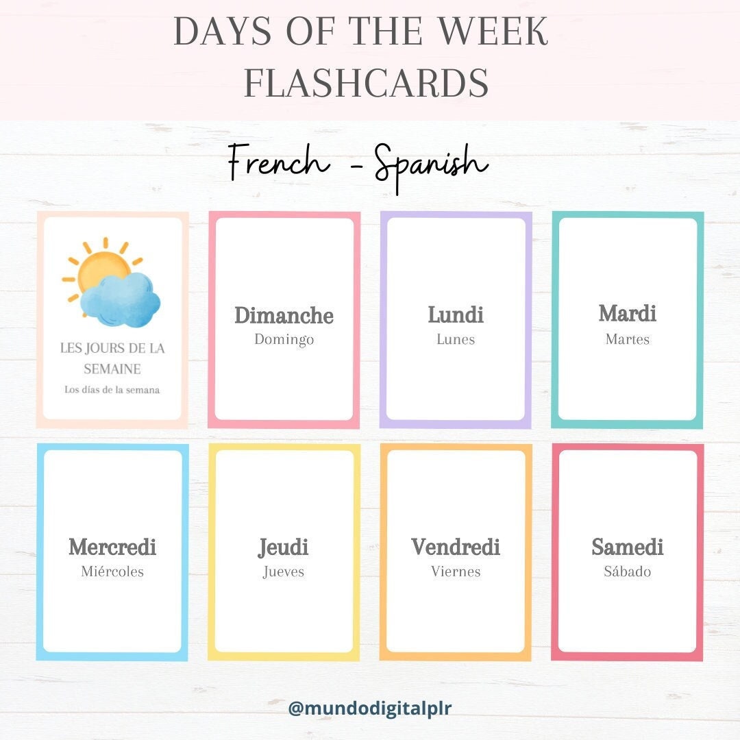 Days of the Week Flashcards, Printable Flashcards, Days of the Week ...