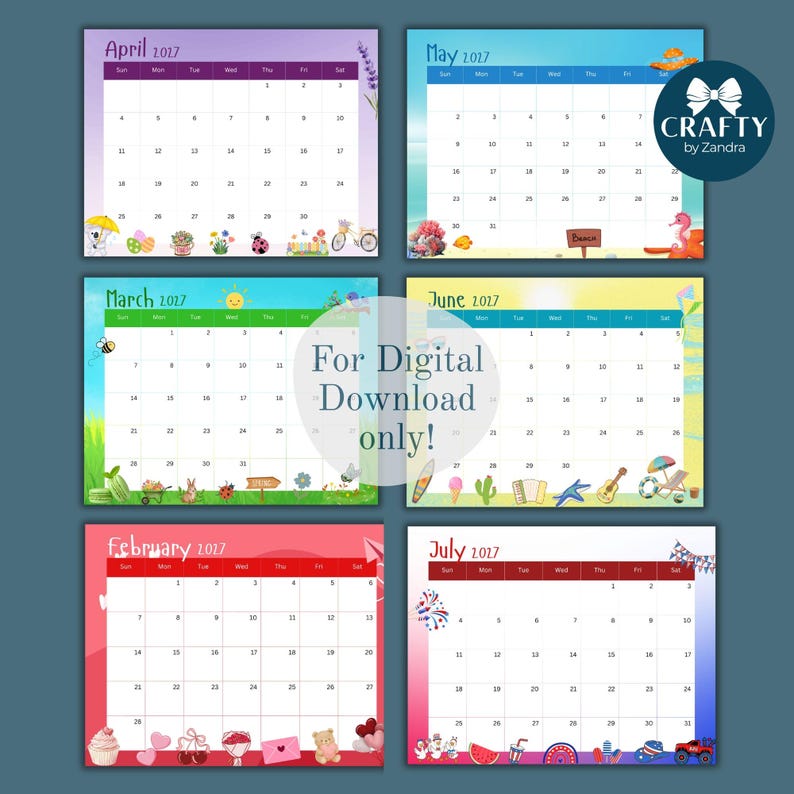 School Calendar 2026-2027 | Kids Monthly Illustrated PDF (instant ...
