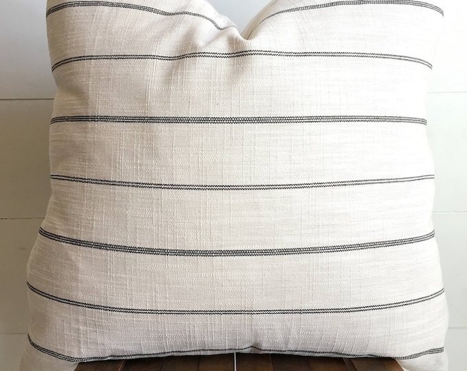 Sea Salt Textured Linen Blend Light Linen/cream & Black Stripe - Etsy