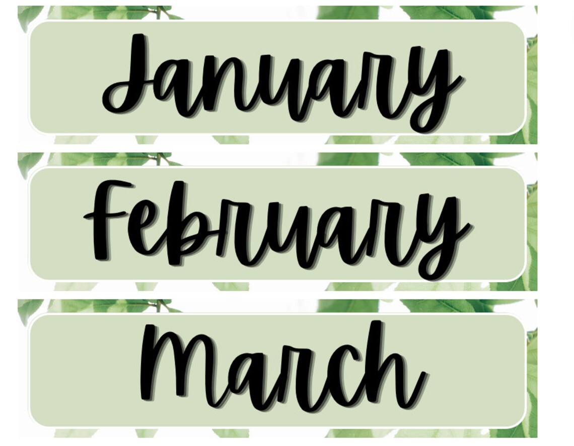 Nature/botanical Themed Flip Calendar/pocket Chart Date Cards - Etsy