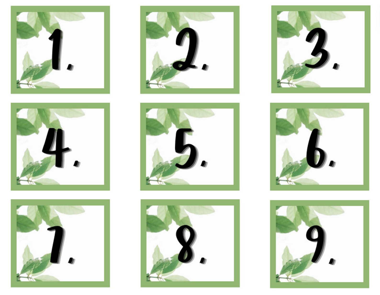 Nature/botanical Themed Flip Calendar/pocket Chart Date Cards - Etsy