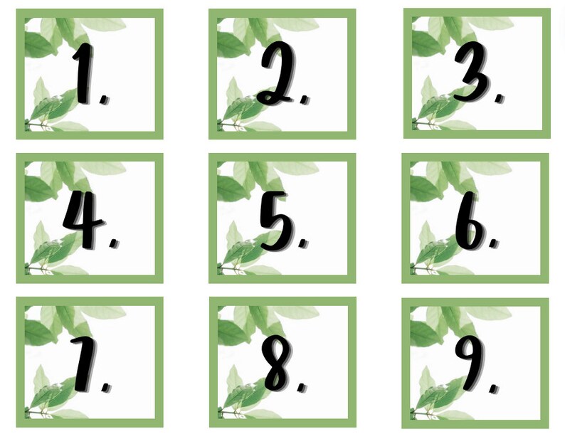 Nature/botanical Themed Flip Calendar/pocket Chart Date Cards - Etsy