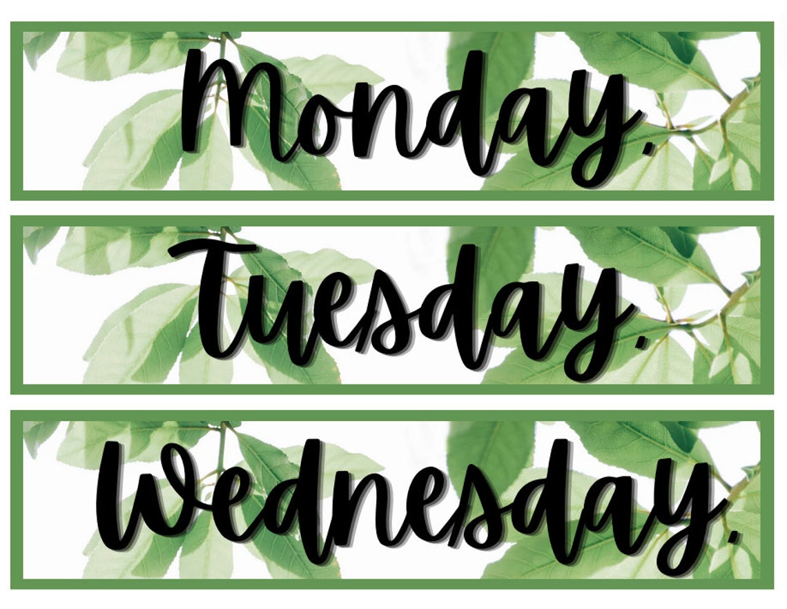 Nature/botanical Themed Flip Calendar/pocket Chart Date Cards - Etsy