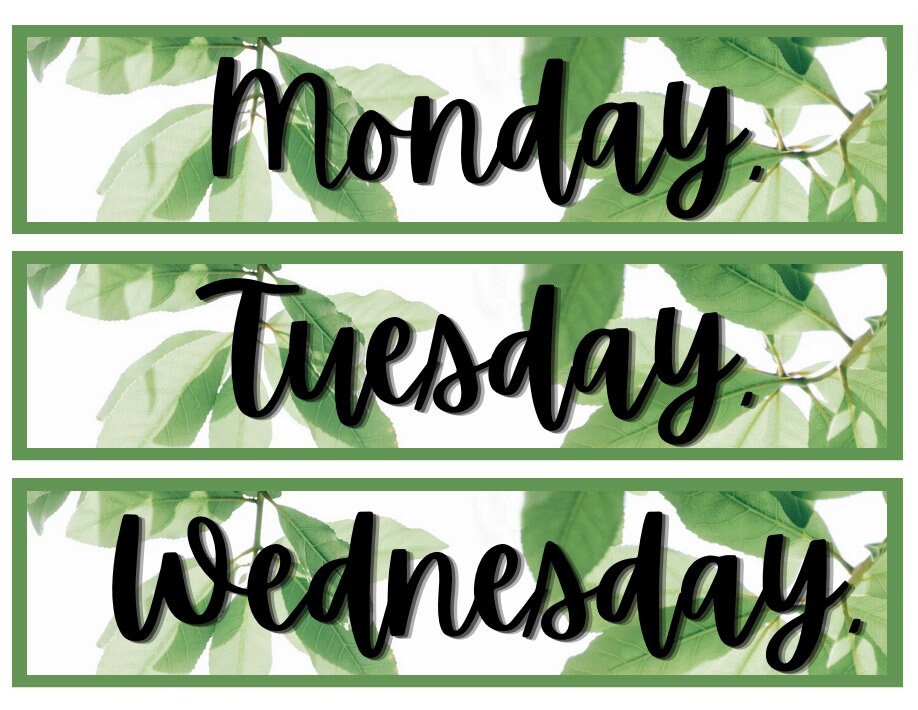 Nature/botanical Themed Flip Calendar/pocket Chart Date Cards - Etsy