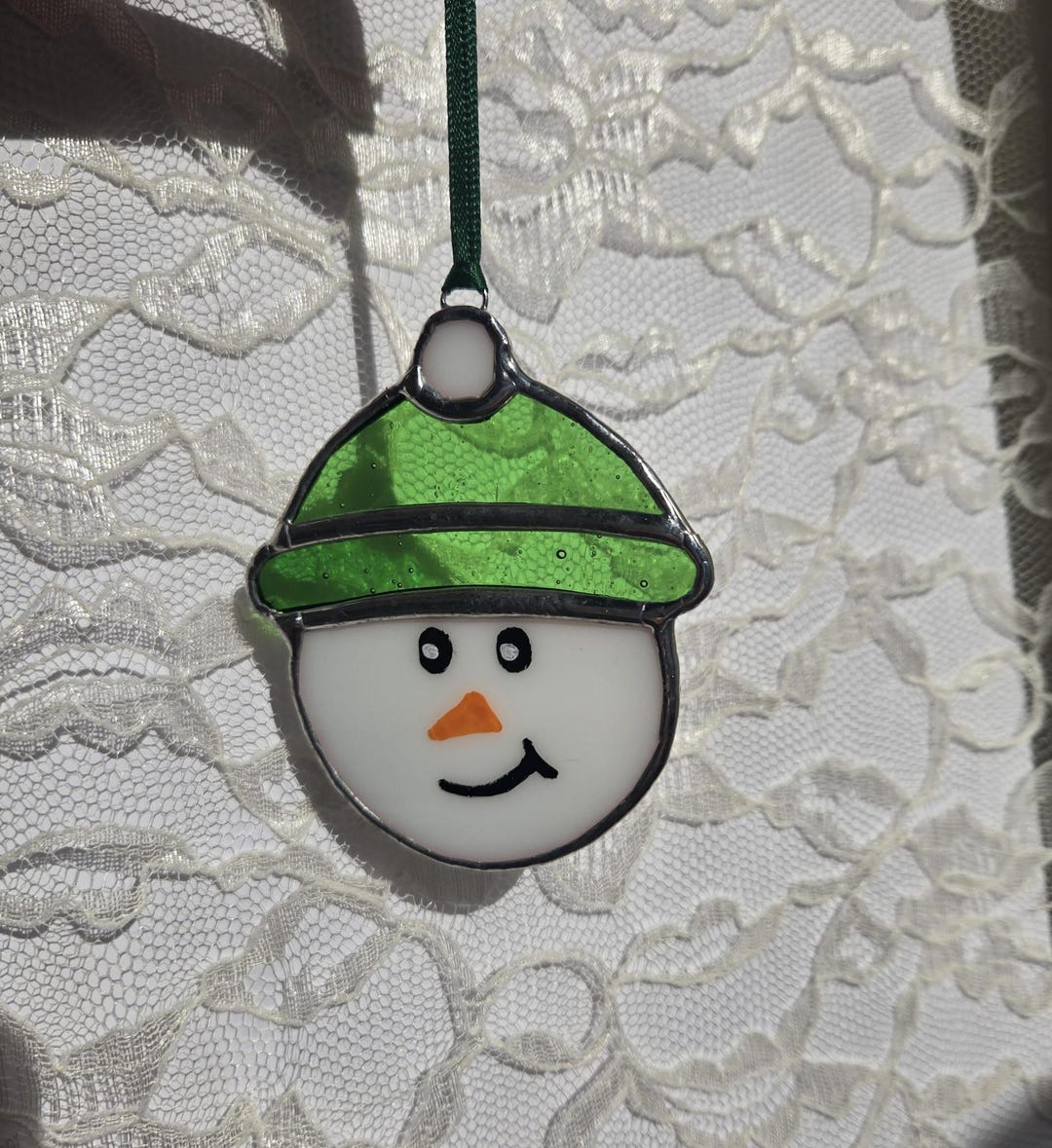 Stained Glass Snowman Tree Ornament Handmade Holiday Christmas Gift ...